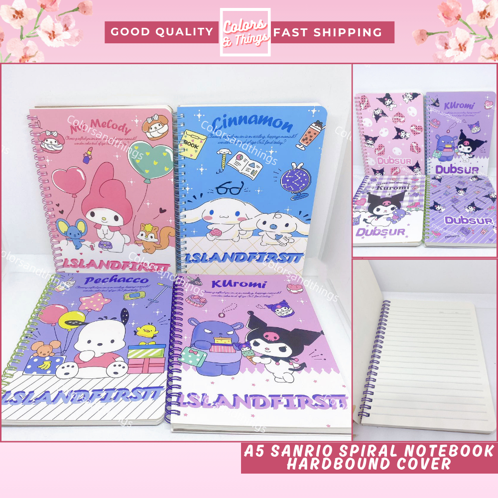 A5 Sanrio Spiral Notebook Hardbound Cover for Writing, School Supplies ...