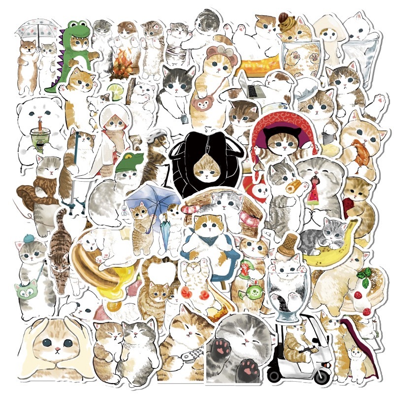 50Pcs/Set Kawaii Kittens Series cute Cats Pets Stickers DIY Fashion ...