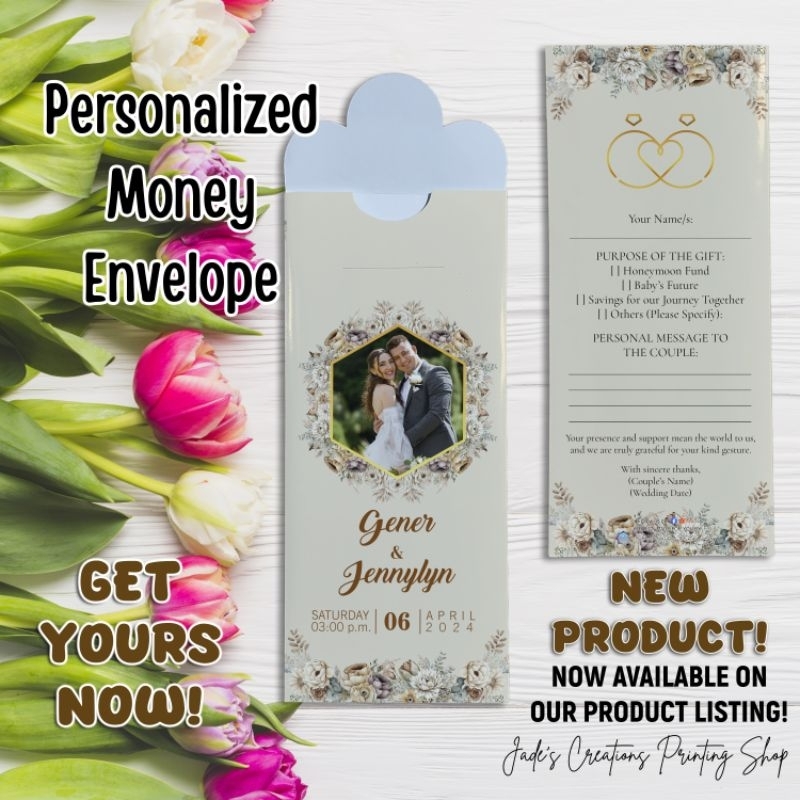 Personalized Money Envelope for Wedding Minimum of 20 pcs.(Modern ...