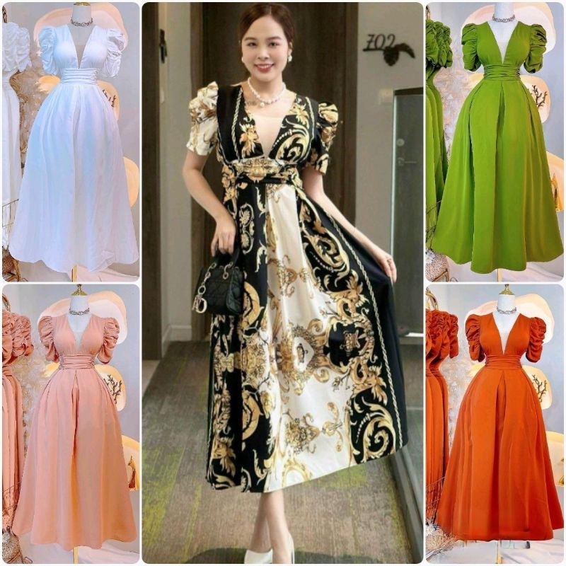 Best Seller New Luxury Vietnam Padded Maxi Dress Womenswear | Shopee ...