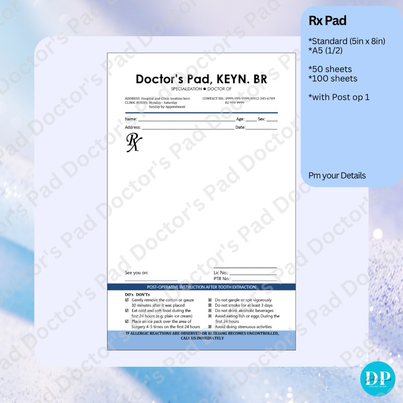 prescription pad reseta with post-op | Shopee Philippines