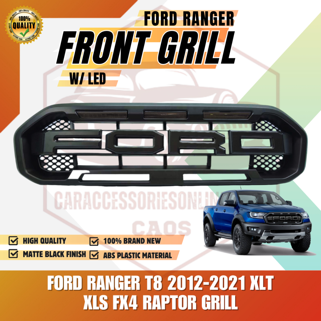 CAOS Car Front Grill for Ford Ranger T8/Raptor 2012-2021 XLT XLS FX4 ...