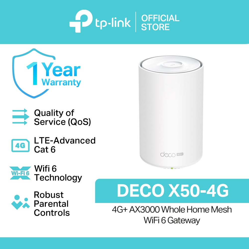 TP-Link | Deco X50-4G | AX3000 | Whole Home Mesh | 4G+ Speed | Wi-Fi 6 | LTE-A | Mesh System ...