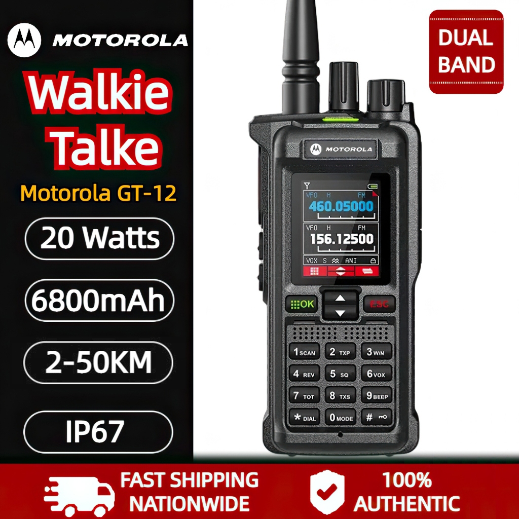 Motorola Walkie Talkie Two Way Radio Long Range 50KM 20W 6800mAh Full ...