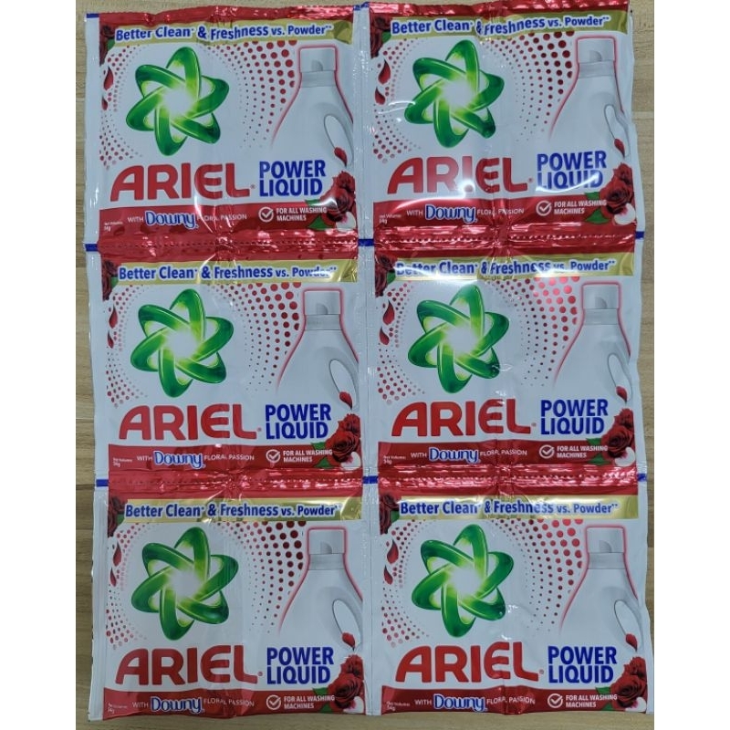 Ariel Laundry Detergent Liquid with Downy Floral Passion 54g x 6's ...