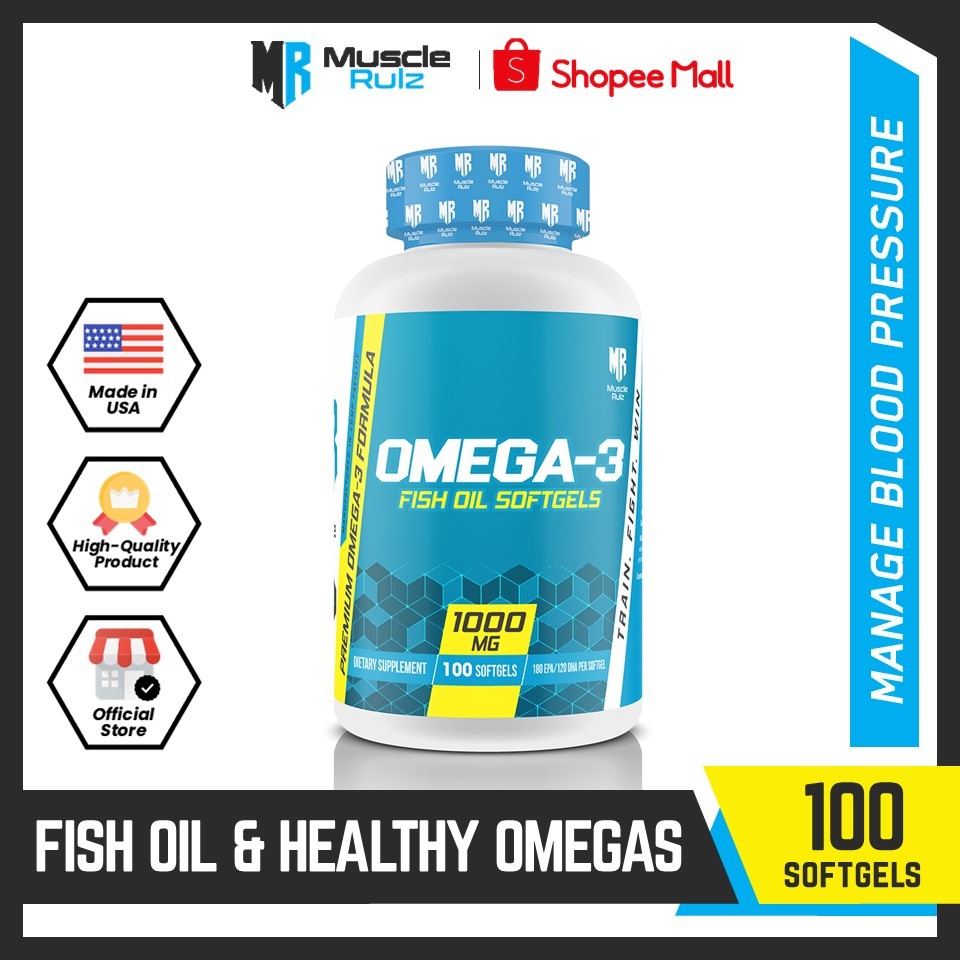 Muscle Rulz Omega-3 Premium Fish Oil 1000mg - 100 Soft gels | Shopee ...