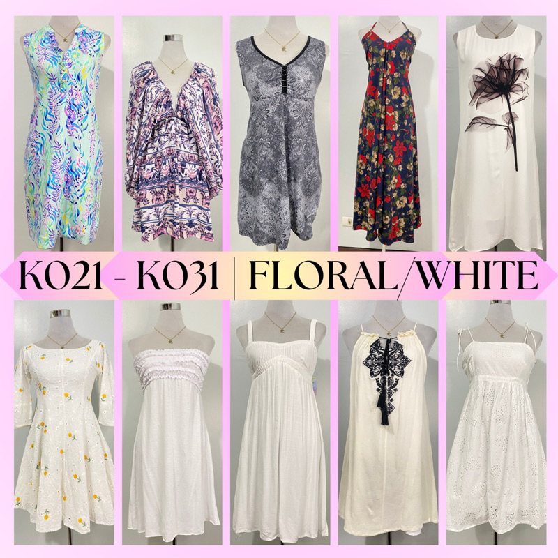 K021 to K031_KIRIRAY PRELOVED / UKAY FLORAL SUMMER DRESS AND WHITE DRESS | Shopee Philippines