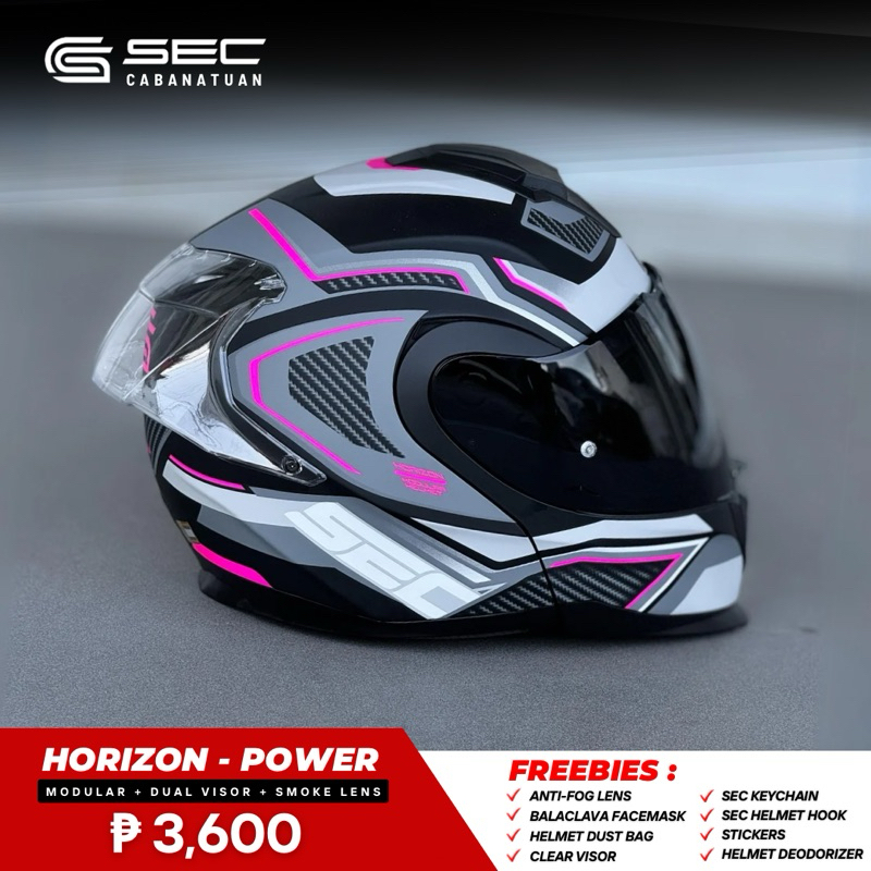 SEC HORIZON - POWER DUAL VISOR MODULAR HELMET WITH FREEBIES | Shopee ...