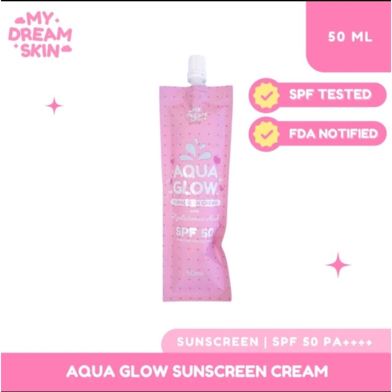 Aqua Glow Sunscreen Cream with Hyaluronic Acid By My Dream Skin SPF 50 ...