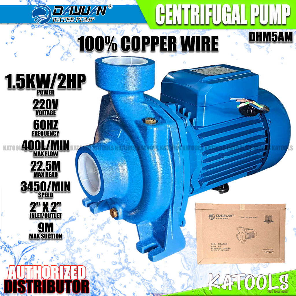 DAYUAN 2HP Centrifugal Water Pump Jet Pump 100% Pure Copper Motor Wire ...