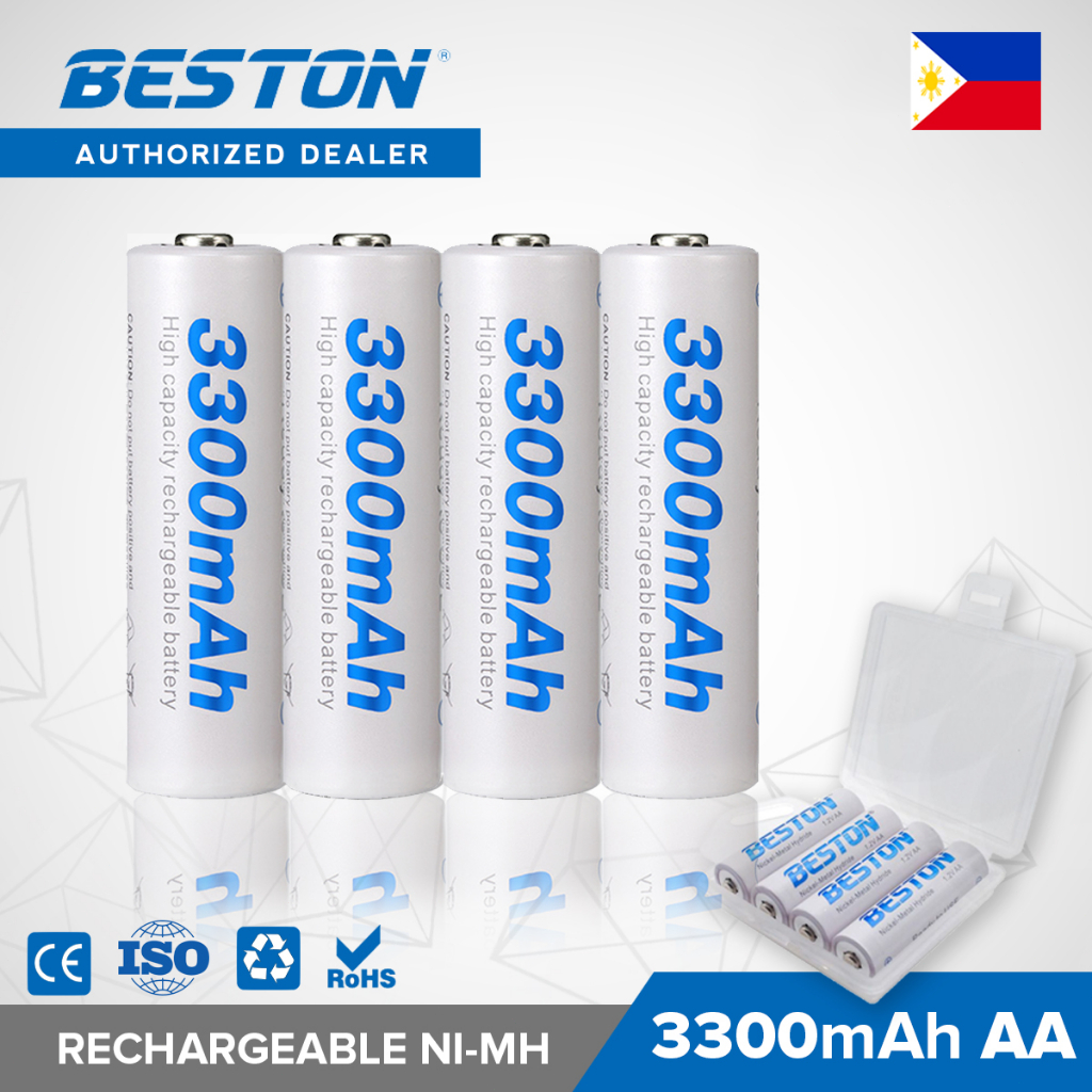 Beston Original Rechargeable Battery AA 1.2V Ni-MH 3300mAh 4pcs Cells ...