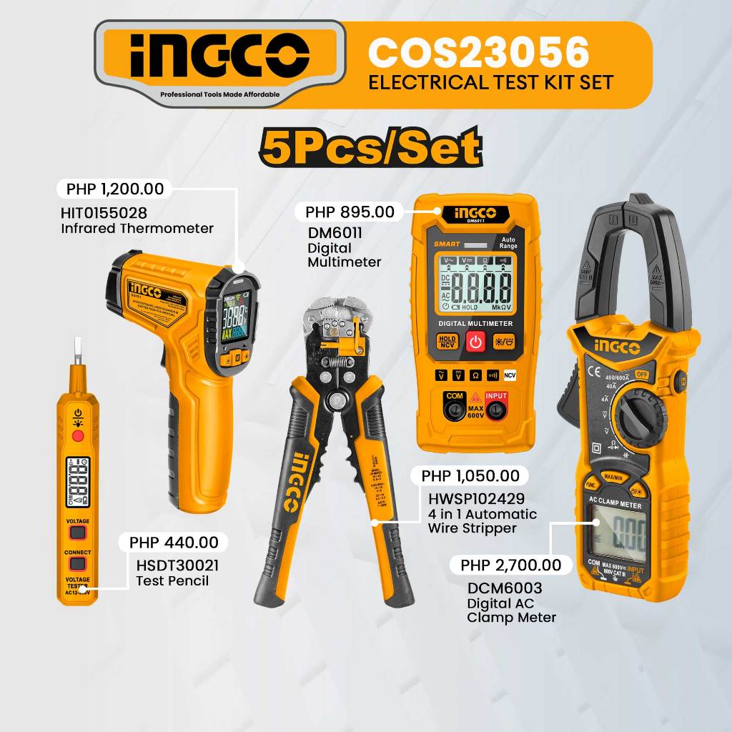 INGCO Digital Multi Meter Clamp with Electricians Tools Set Screwdriver ...