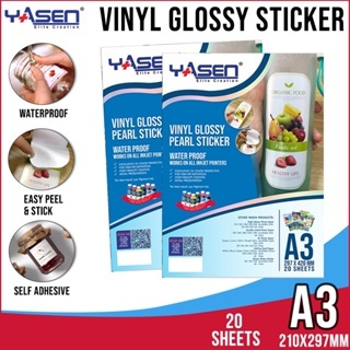 Yasen Vinyl Pearl Sticker Waterproof A3 Size (Glossy) 20 Sheets ...
