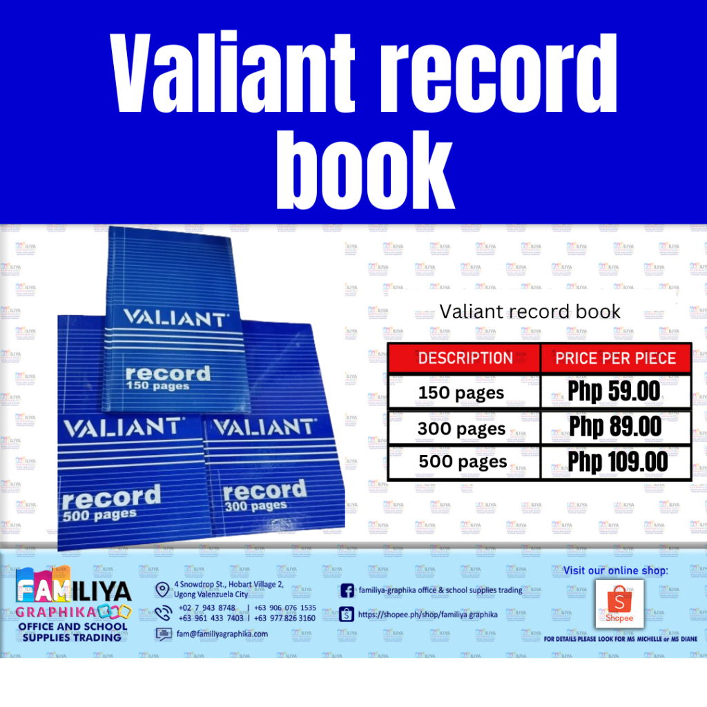 Valiant Record Book (150pages, 300pages, & 500pages) | Shopee Philippines