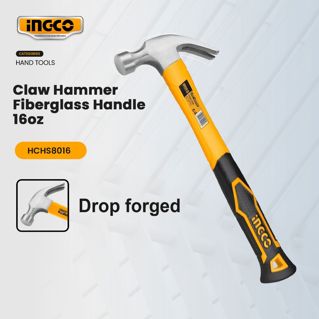 Ingco 16oz Claw Hammer Fiberglass Handle HCHS8016 IHT | Shopee Philippines