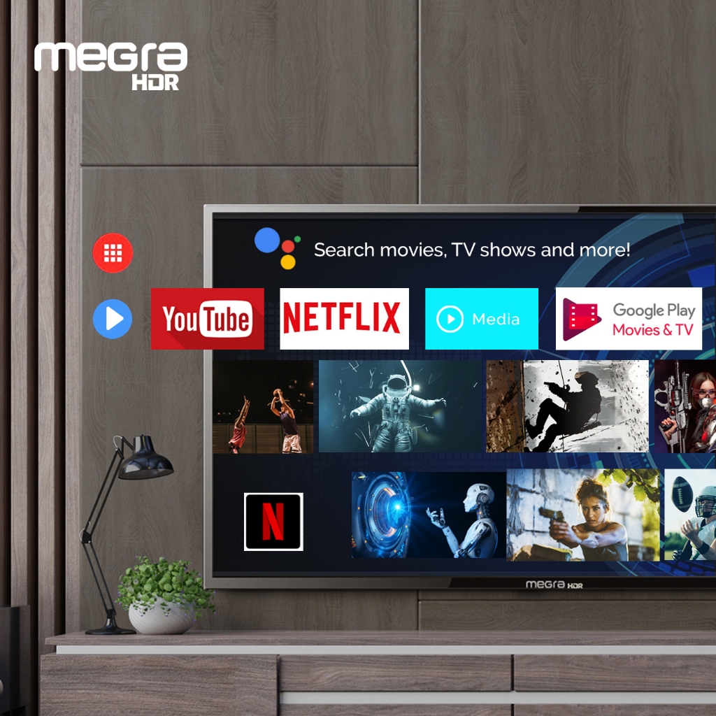 Megra Smart TV LED TV 45 Inches FHD Television Android with built-in ...