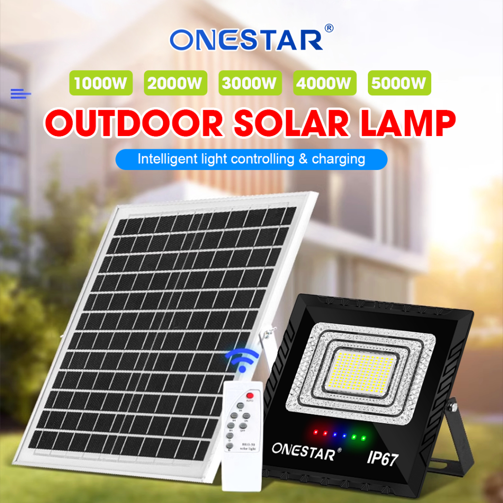 ONESTAR Solar Floodlight Automatic On/Off IP67 Waterproof Outdoor 5000 ...