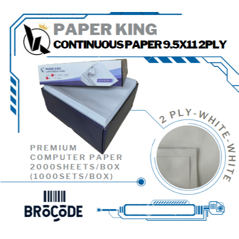 Paper King 2 PLY White Continuous Paper Computer Forms (9.5x11in ...