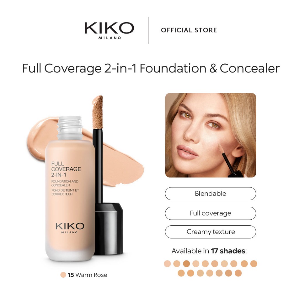 KIKO Milano Full Coverage 2-in-1 Foundation & Concealer | Shopee Philippines
