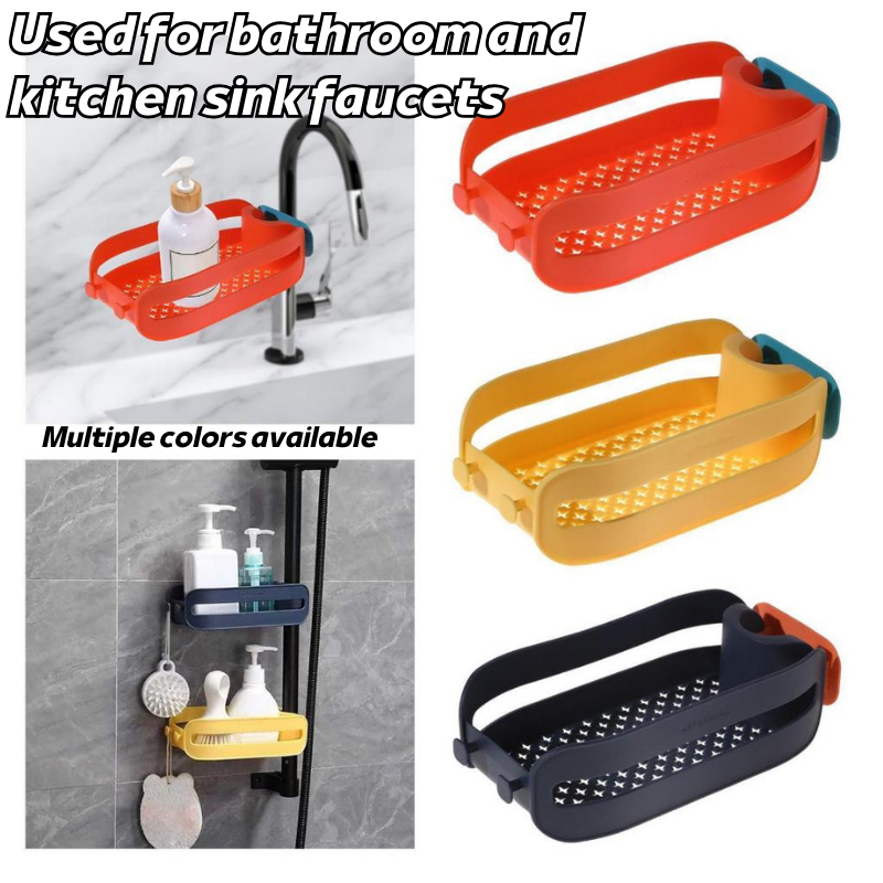 Kitchen Sink Organizer Faucet Holder Snap-on Hanging Drain Rack Sponge ...