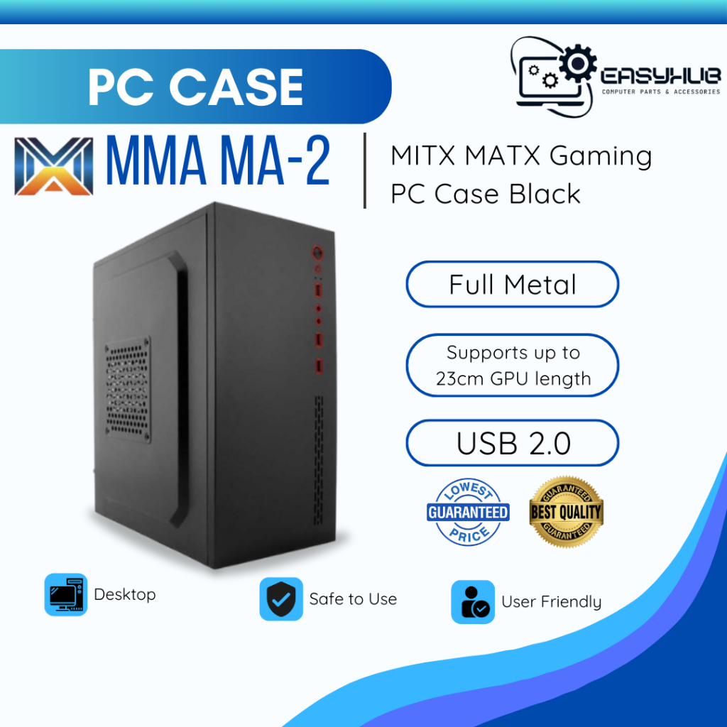 MMA MA-2 MITX MATX Gaming PC Case Black Brand New (NO FANS\PSU INCLUDED ...