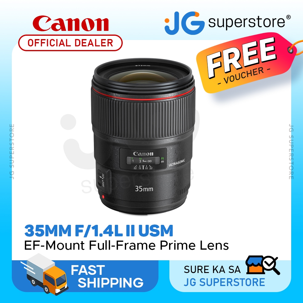Canon EF 35mm f/1.4L II USM Prime Lens with Full Frame Sensor Fomat and Wide Angle Focal Length ...