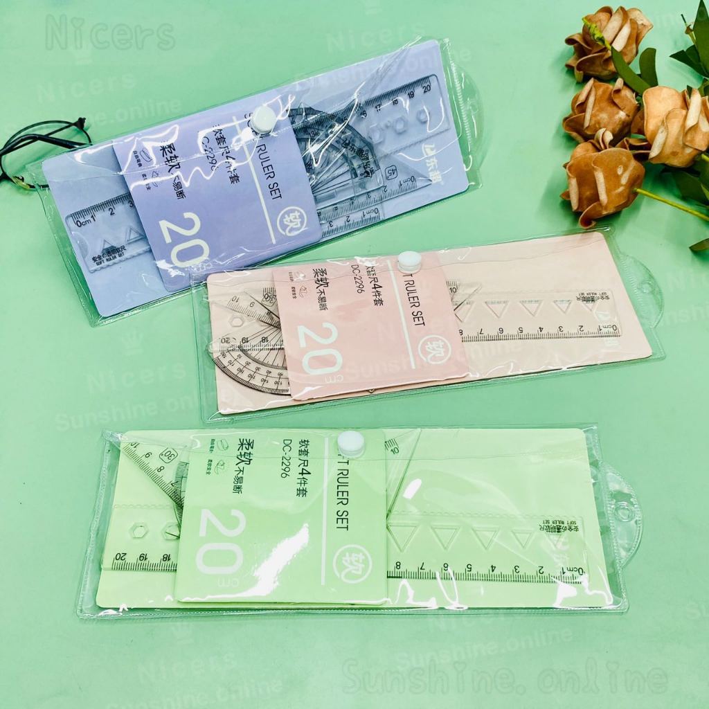 Soft Ruler 4-piece set Statoinery Ruler Set with pouch for students DC ...
