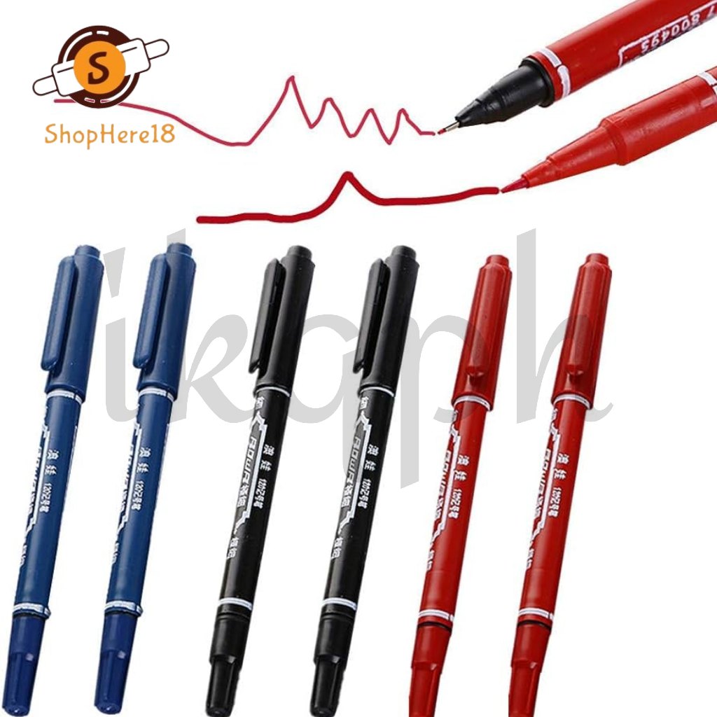 IKQPH 1pc Permanent Markers Pen Nib Double Headed Waterproof Black Blue ...
