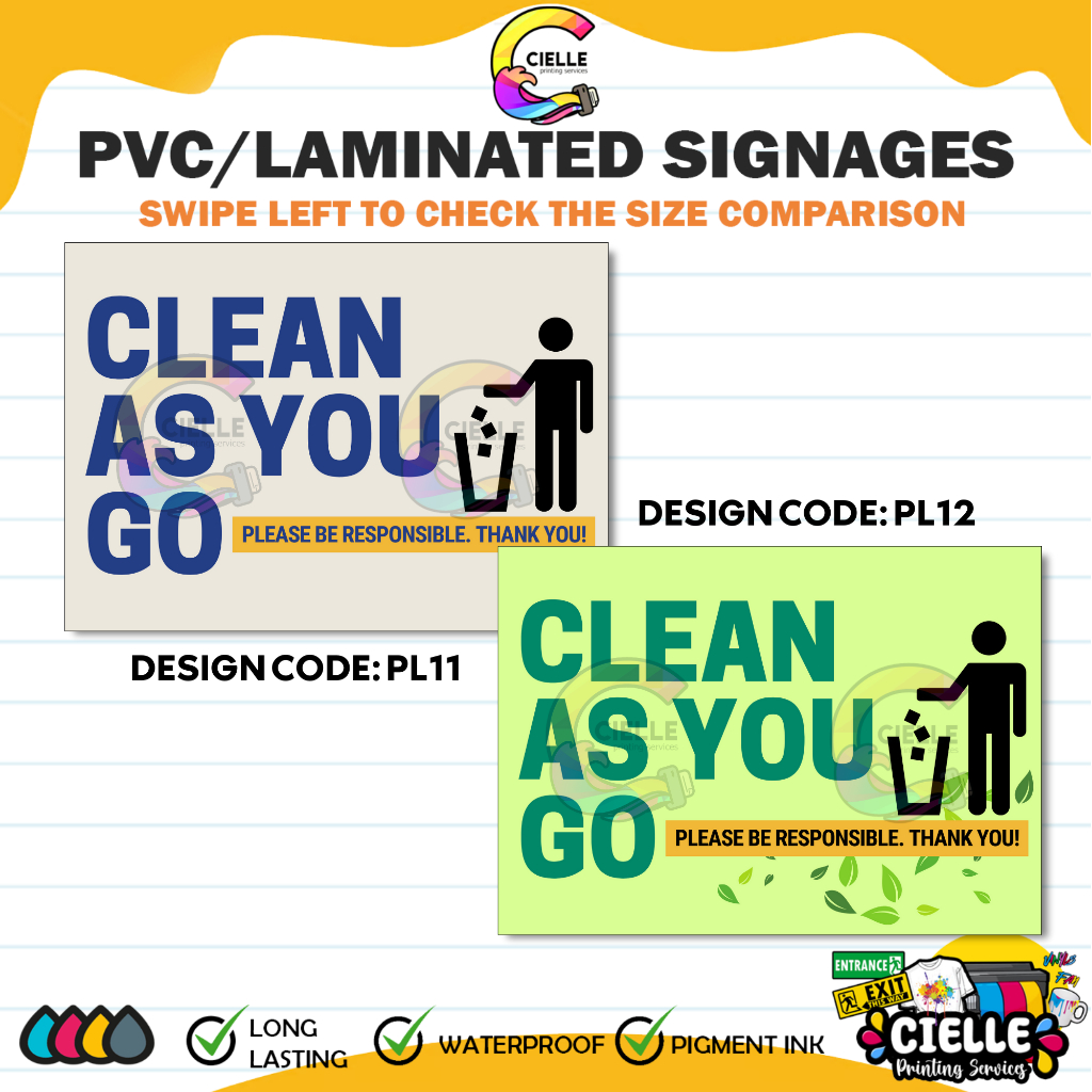 PVC/LAMINATED/STICKER SIGNAGES (PL11&PL12) - CLEAN AS YOU GO | Shopee ...