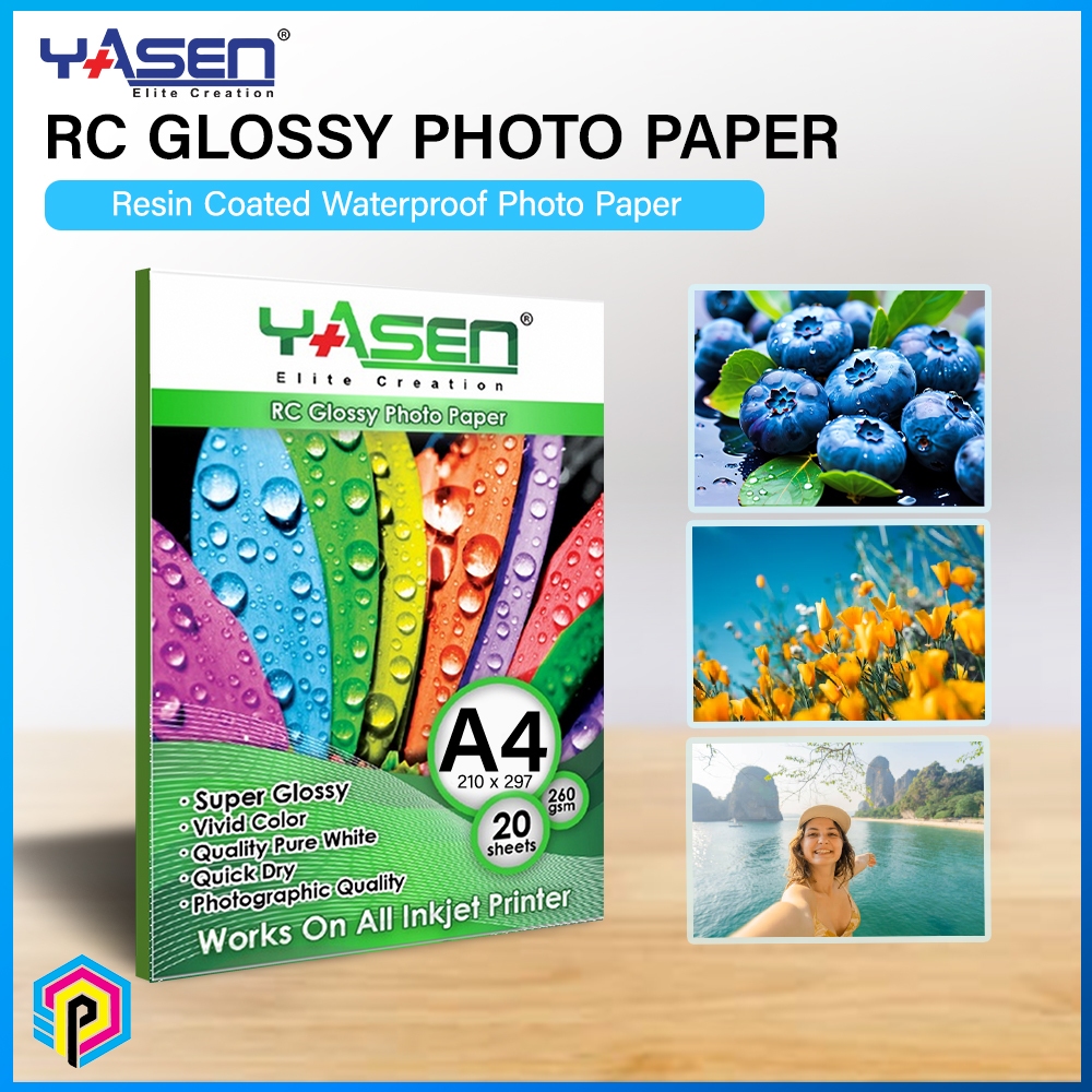 Yasen RC Glossy Photo Paper 260gsm A4 5R 4R 3R Size Resin Coated 20 ...