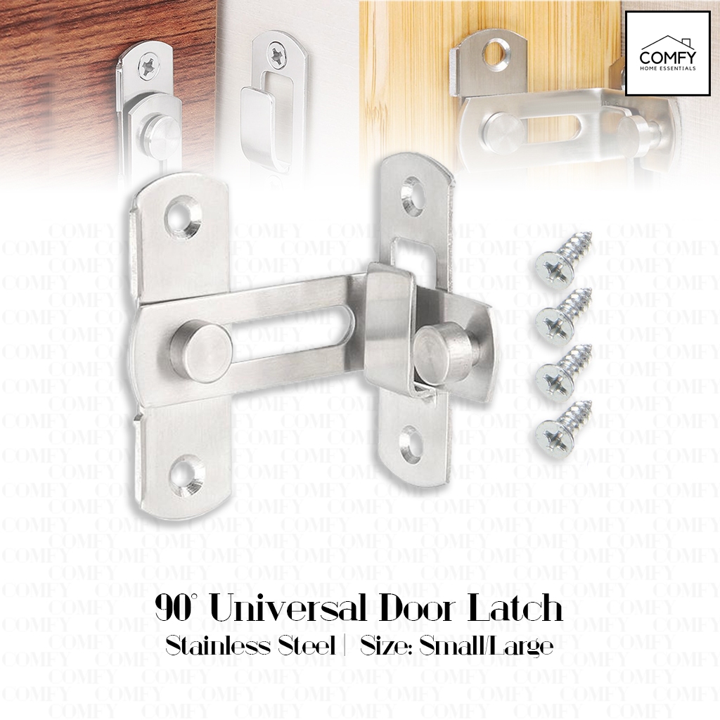 90 Degree Stainless Steel Metal Door Latch Sliding Lock Hasp Security ...