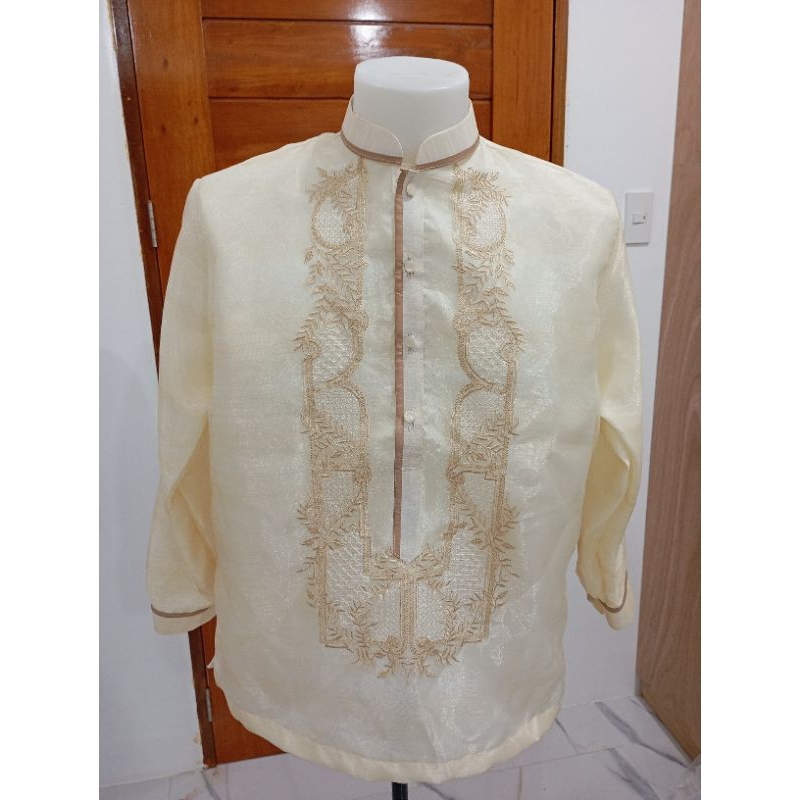 Barong Pinya Organza with Lining/mocha Piping assorted burda | Shopee ...
