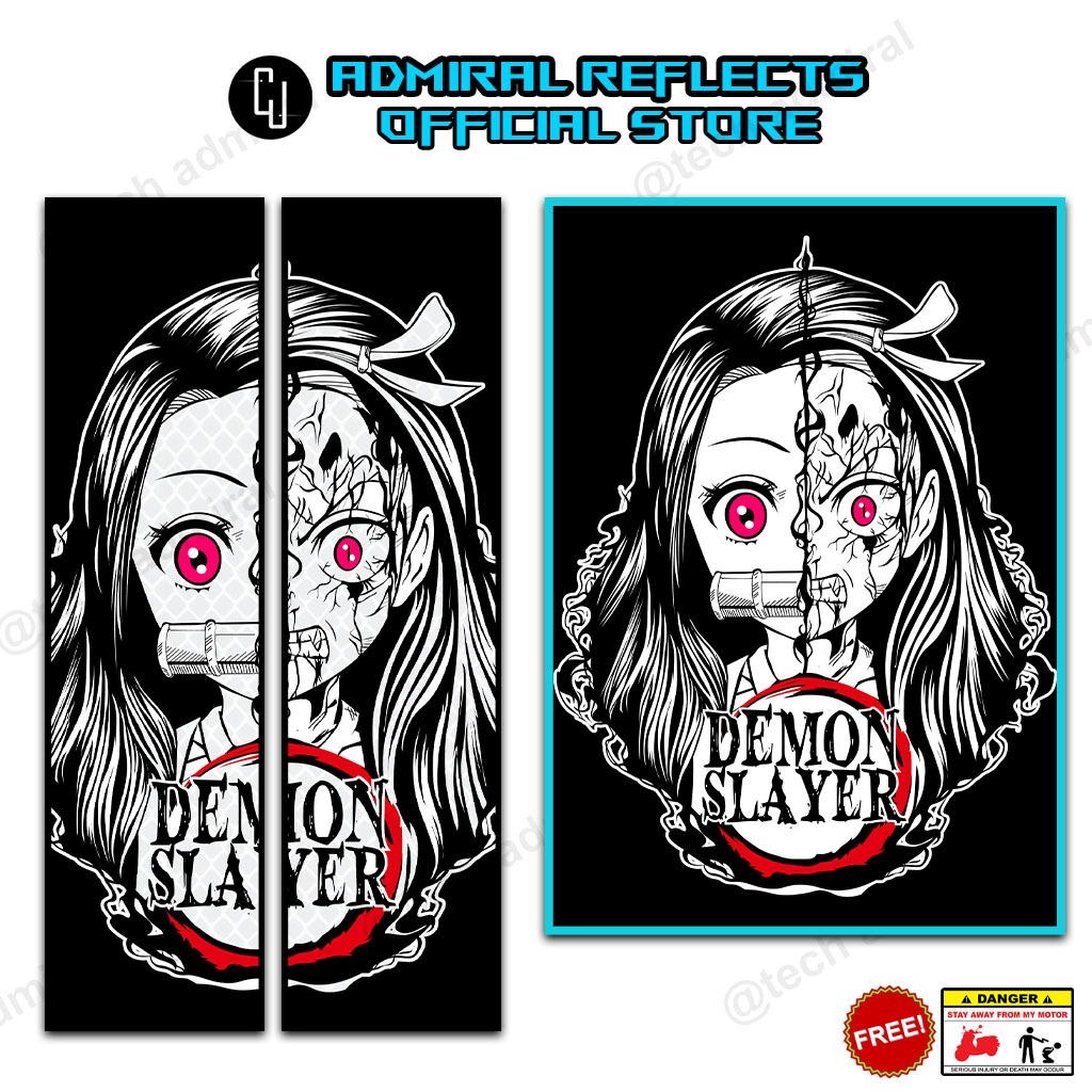 Alloy Top Box Sticker Waterproof Nezuko Half Personality (REFLECTORIZED ...