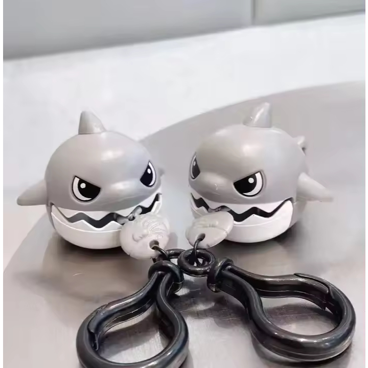 Pull Back Sharks Cartoon Pull String Bites Sharks Keychain Moving Shark ...