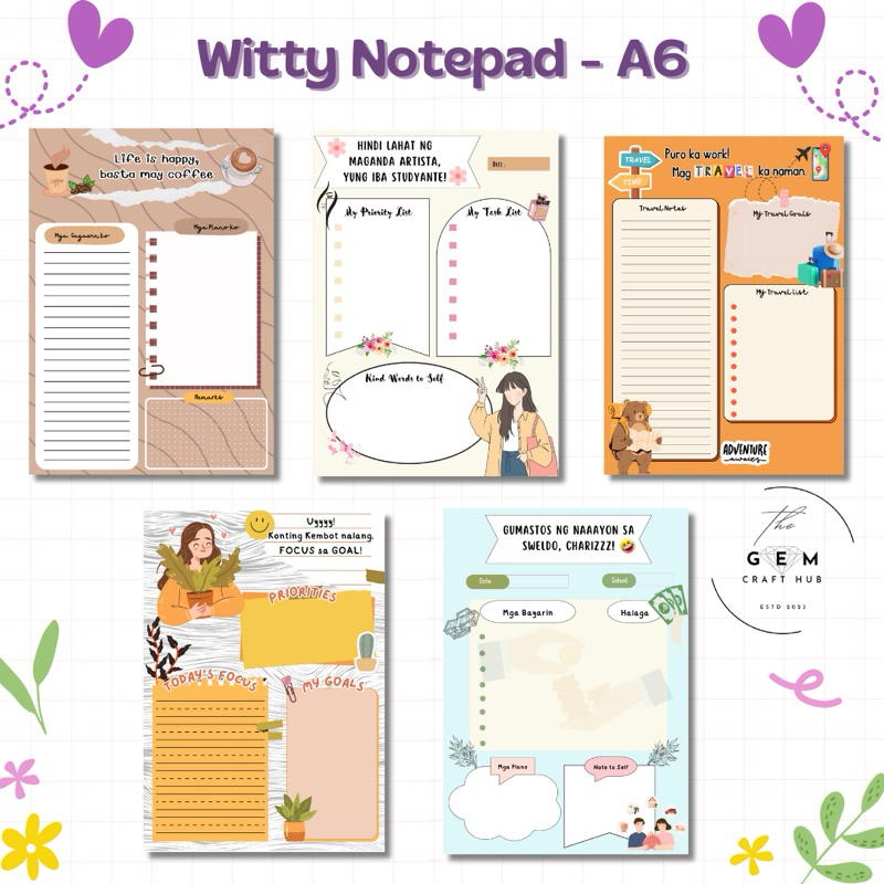 GEM Witty Notepad A6 size - 50 sheets | Shopee Philippines