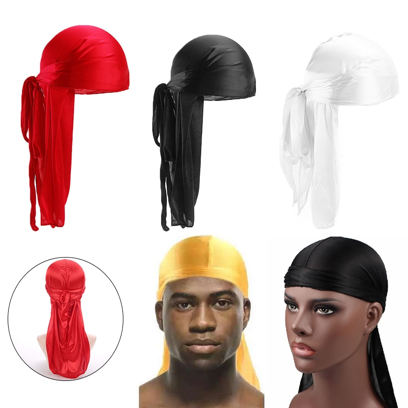 Durag Silk Pirate Cap for Men Women Soft Fashion Extra Long Headwrap ...