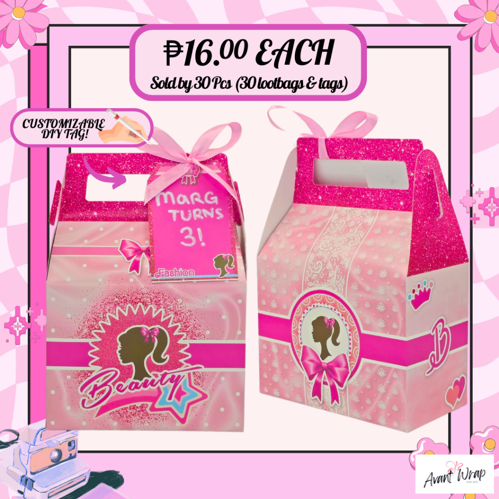 (30PCS) LL3016 Pink Fashion Girl Loot Box Bag With DIY Customizable Tag ...