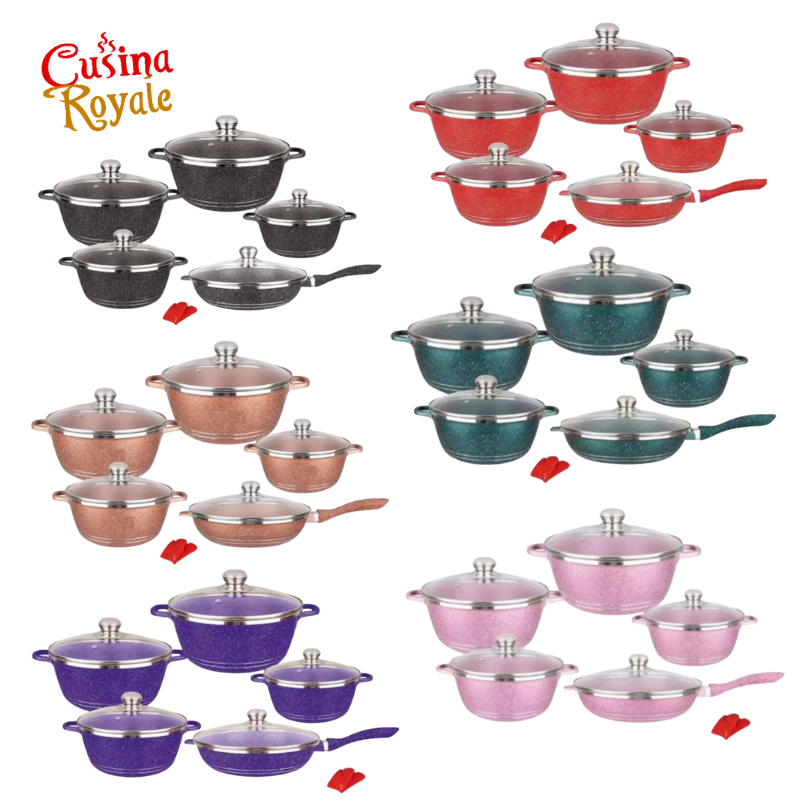 ITALY GRANITE ALUMINUM NON STICK CASSEROLE COOKWARE SET ORIGINAL ...