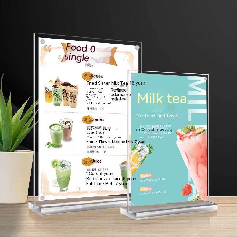 21*30cm Acrylic Menu Display Stand Double Side Clear Desk Display T ...
