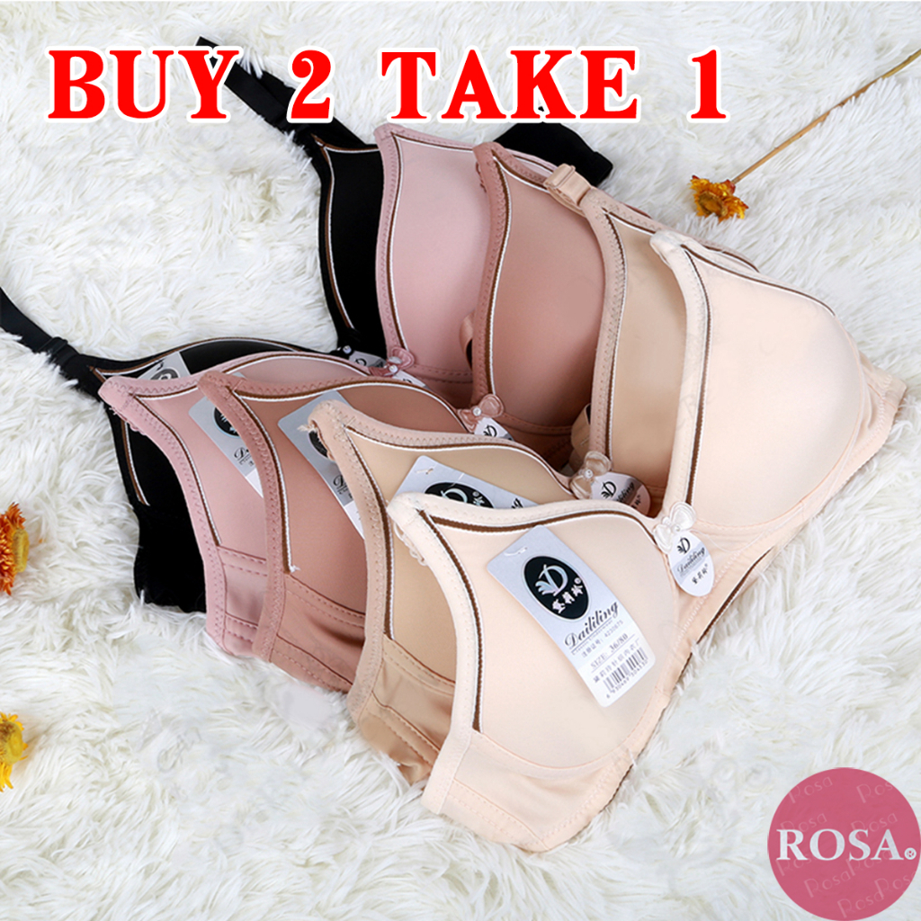 3Pcs Bra (Buy 2 Take 1) Women's Seamless Non-wired Bra Cup A Size 32A-38A Smooth Lingeries 358 ...