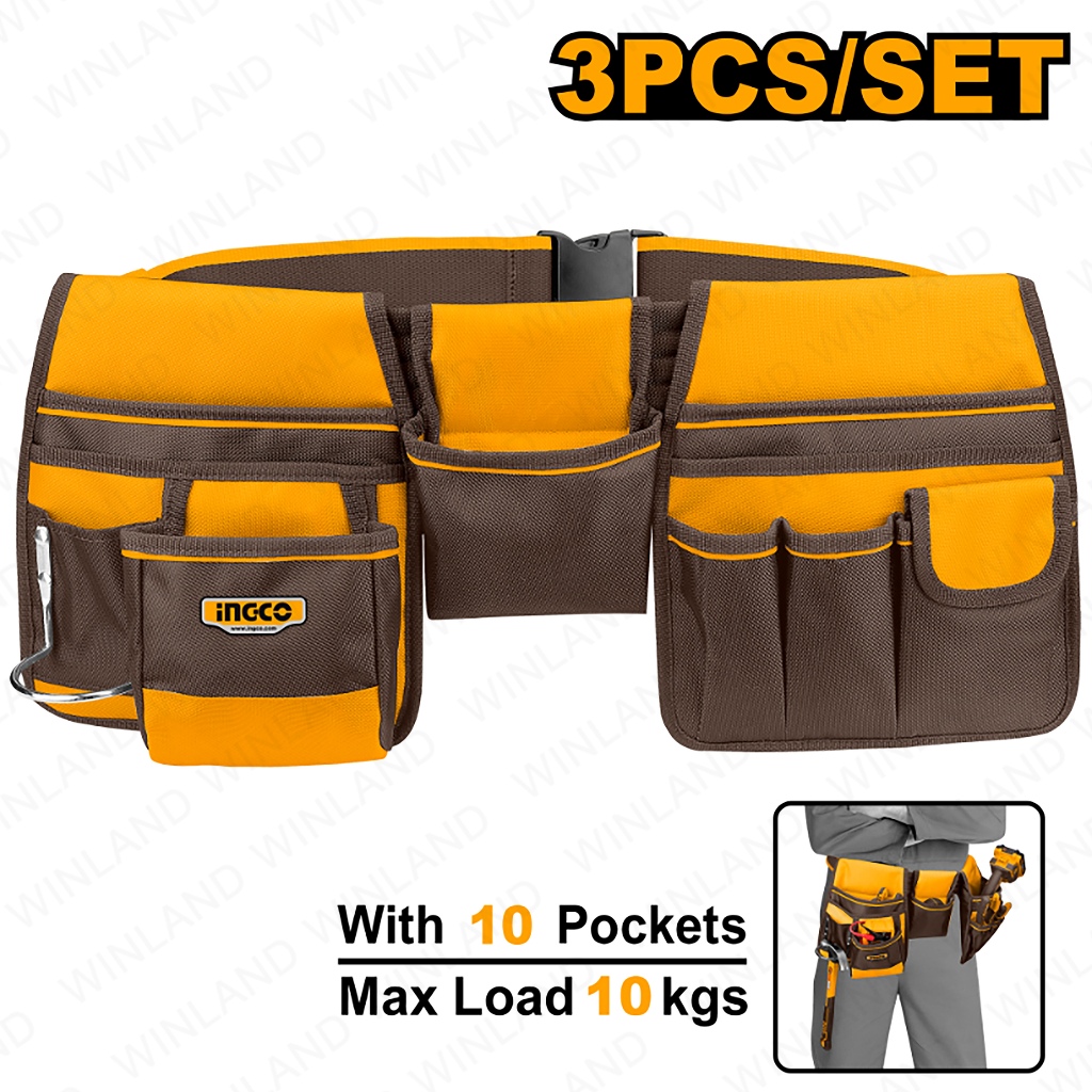 Ingco by Winland Waist Tool Bag Belt Multi-purpose Tool 10 Pockets ...