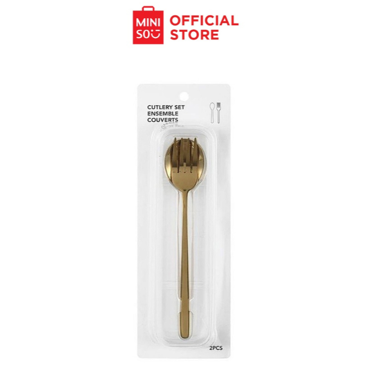 Miniso Metal Cutlery Set Spoon Fork (Gold) | Shopee Philippines