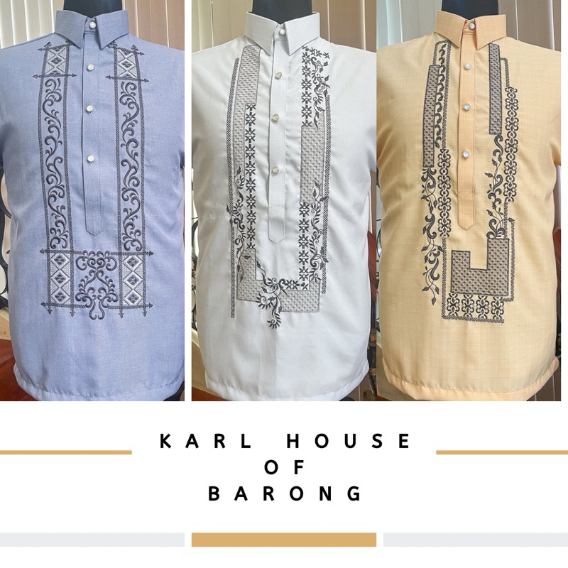 Polo Barong Short Sleeve. Sky Apricot. White. | Shopee Philippines