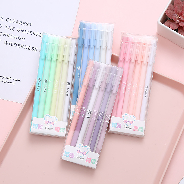 Morandi color neutral pen boxed water pen 6 sets retro stationery ...