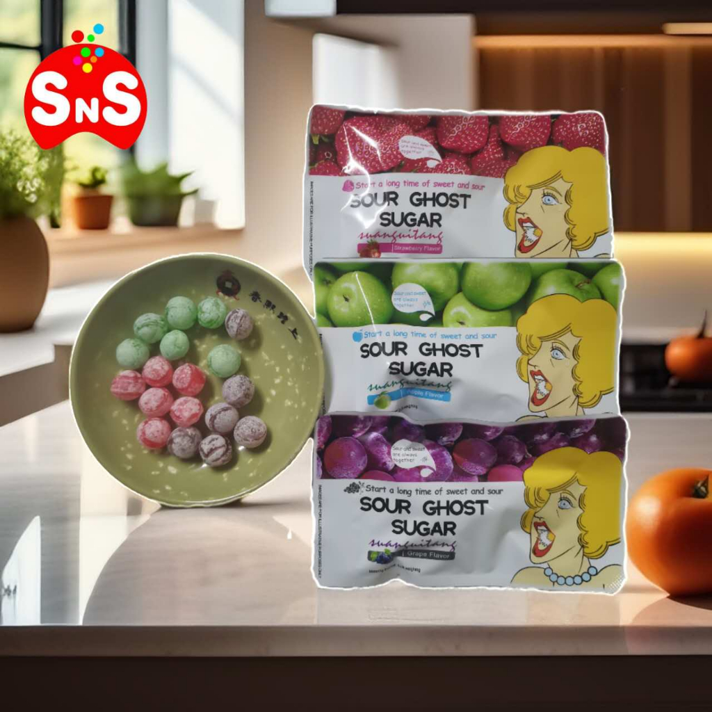 SnS Sour Ghost Sugar Candy Apple,Strawberry,Grape Flavor Mixed in a box ...