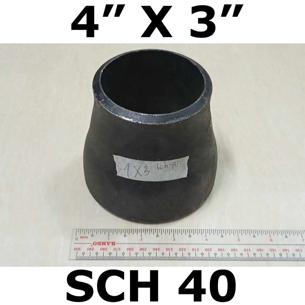 BI CONCENTRIC REDUCER 4" X 3" SCH40 BUTTWELD WELDING BLACK IRON == 4" X ...