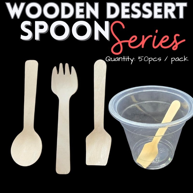 Wooden Dessert Spoon 50pcs Sundae Wooden Shovel Spoon | Shopee Philippines