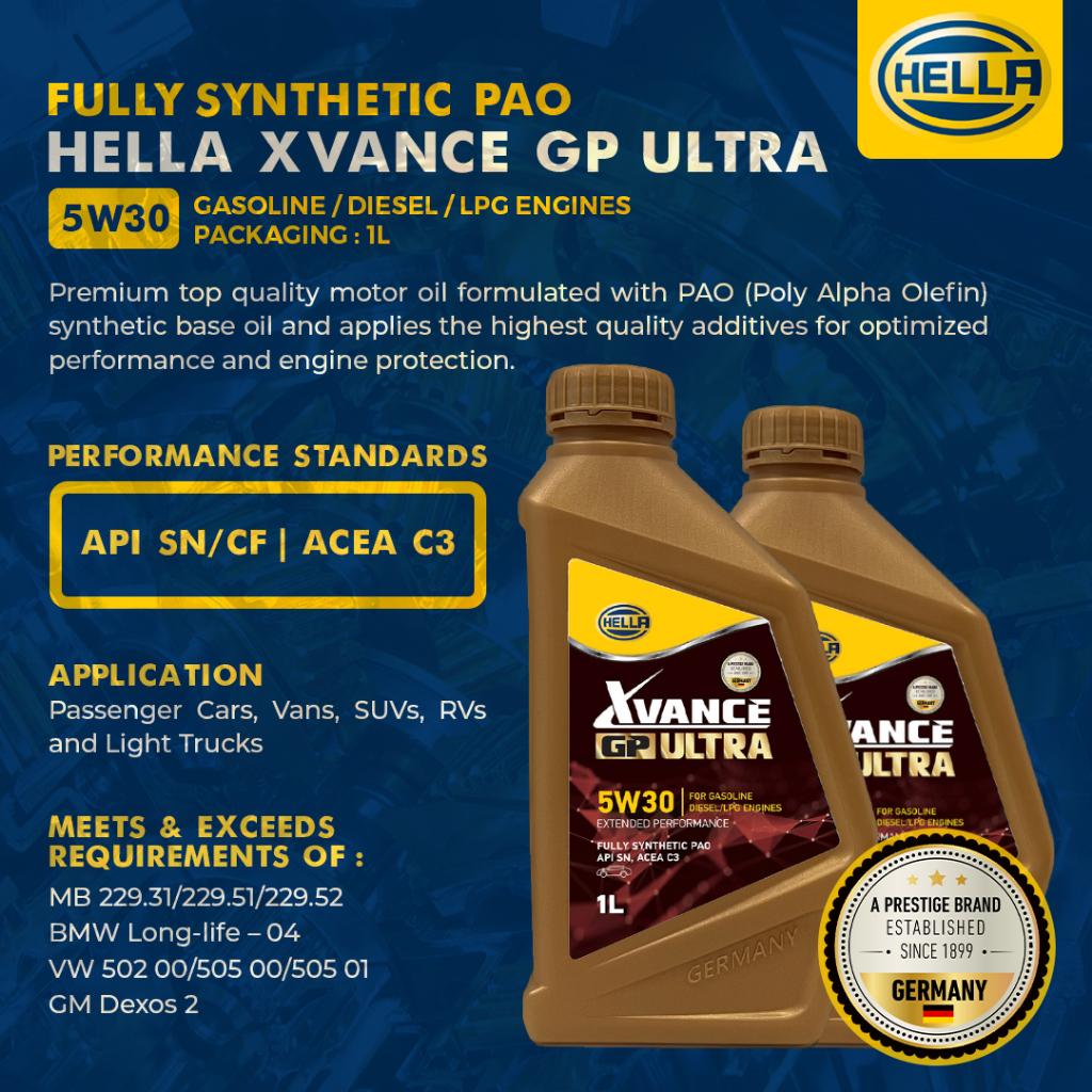 Hella Xvance GP Ultra 5W30 | 1L | Fully Synthetic Diesel and Gasoline ...