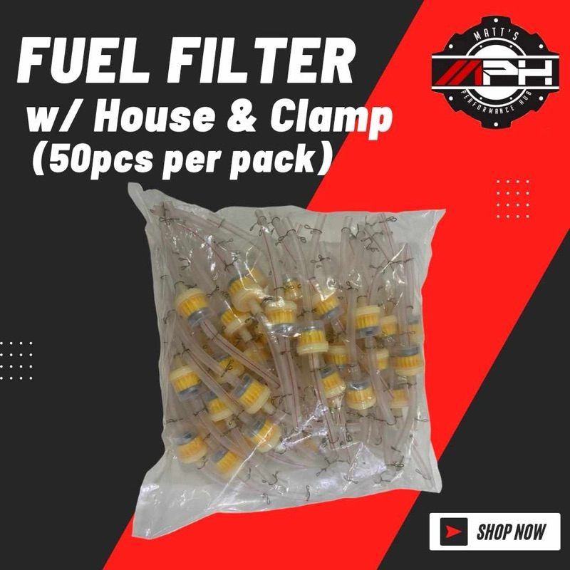 Fuel Filter w/ Hose & Clamp (50pcs per pack) | Shopee Philippines