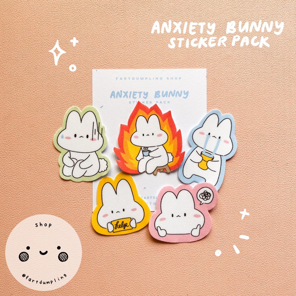 Anxiety Bunny Sticker Pack (5 pcs.) | Shopee Philippines